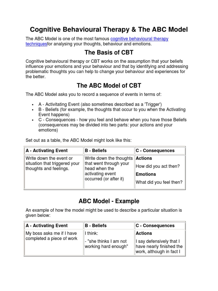 Cognitive Behavioural Therapy | PDF | Cognitive Behavioral Therapy ...