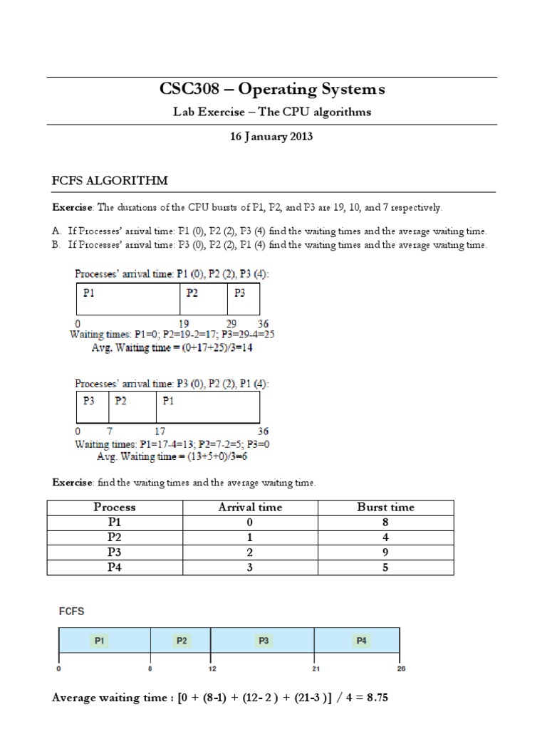 CPU Scheduling Algorithms | PDF | Scheduling (Computing) | Algorithms CPU Scheduling Algorithms | PDF | Scheduling (Computing) | Algorithms