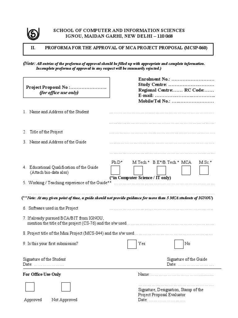 Ignou Project Proposal Form | PDF | Vocational Education | Computing