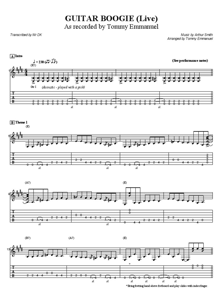 Guitar Boogie Tab by Tommy Emmanuel | PDF | Guitars | Music Theory