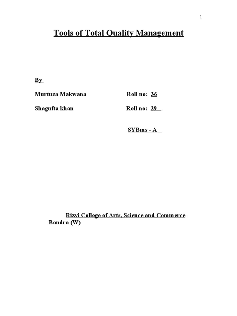 Tools of Total Quality Management | PDF | Quality Management | Cognitive Science