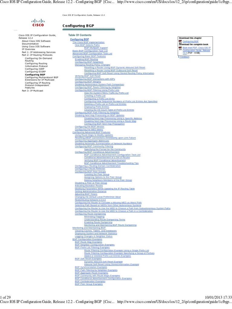 BGP Configuration Steps PDF | Download Free PDF | Routing | Router ...