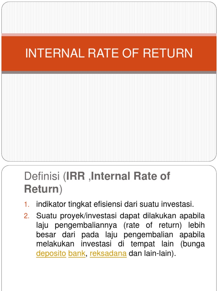 Irr (Internal Rate of Return) | PDF | Bisnis | Pengelolaan Keuangan & Uang