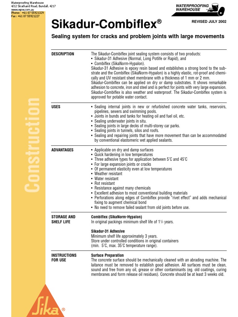 Sikadur Combiflex Tds | PDF | Adhesive | Welding