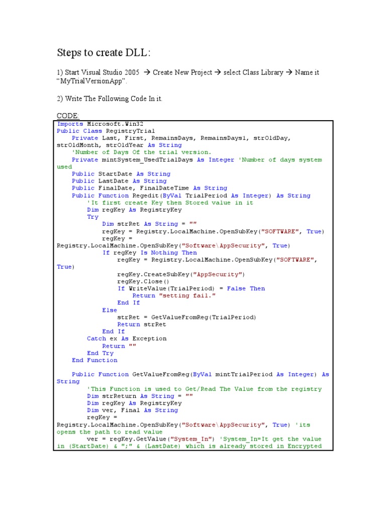 Steps To Create DLL | PDF | Windows Registry | System Software