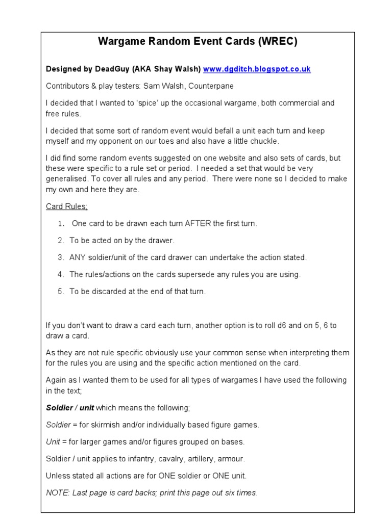 Random Event Cards | PDF | Military Science | Military