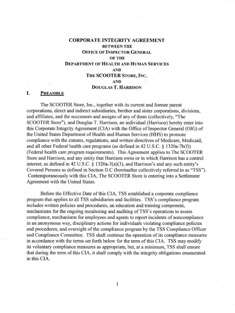 Corporate Integrity Agreement Overview | PDF | Regulatory Compliance ...