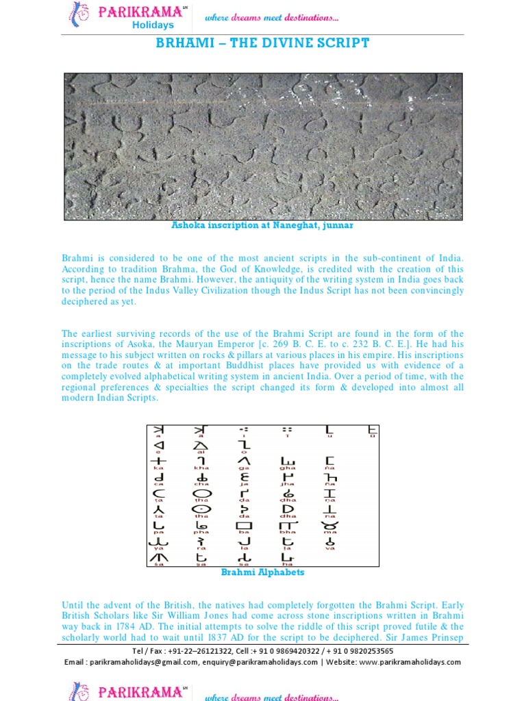 Brahmi - The Divine Script | PDF | Writing | Linguistics