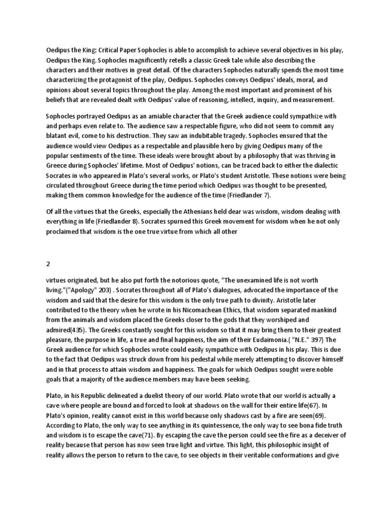 Oedipus The King | PDF | Socrates | Plato
