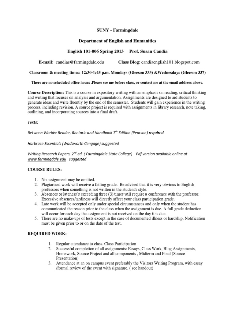 English 101 Homework Guidelines | PDF | Homework | Essays