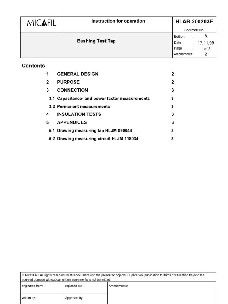 Micafil Bushing Test Tap | PDF | Insulator (Electricity) | Physical ...