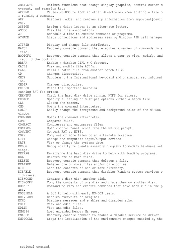 Ms Dos Commands Computer File Command Line Interface 5469