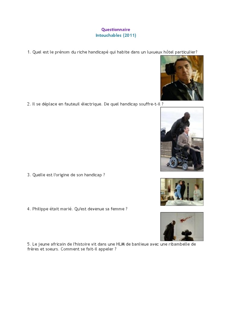 Intouchables Questionnaire | PDF