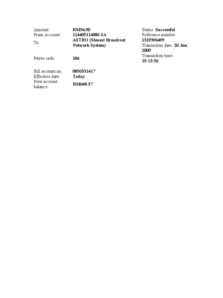 Astro Bill Payment Confirmation | PDF