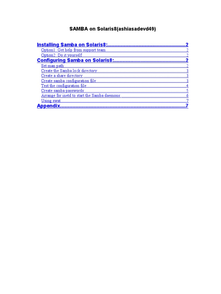 Installing Samba on Solaris 8 | PDF | Network Protocols | System Software