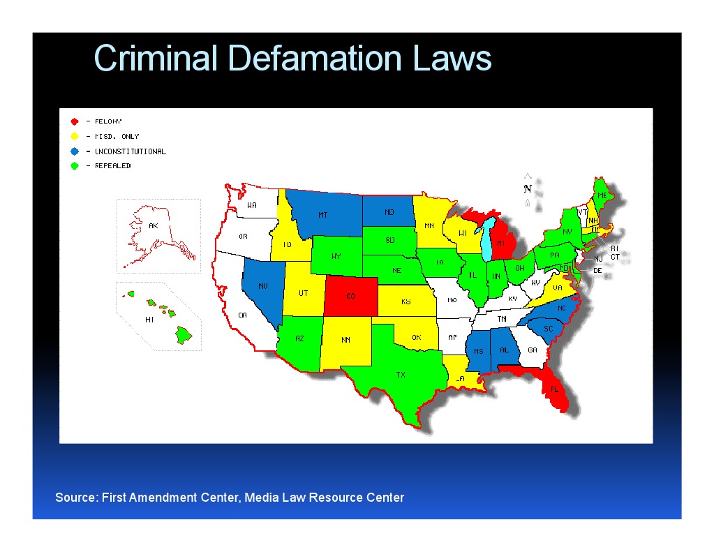 State Criminal Defamation Laws | PDF