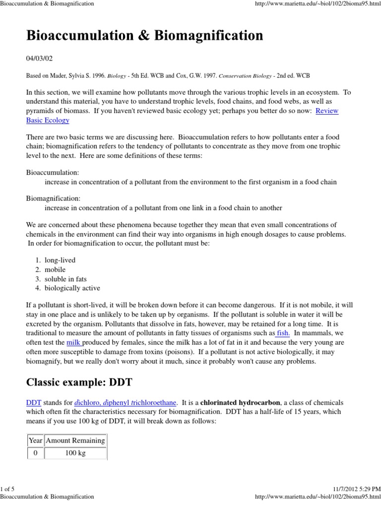 Bioaccumulation & Biomagnification | PDF | Ddt | Pesticide