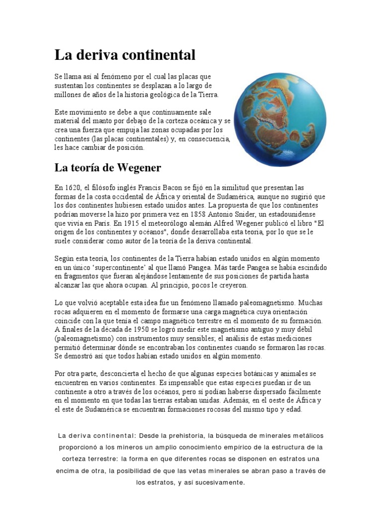 Teoría de la Deriva Continental | PDF | Atlantis | Naturaleza
