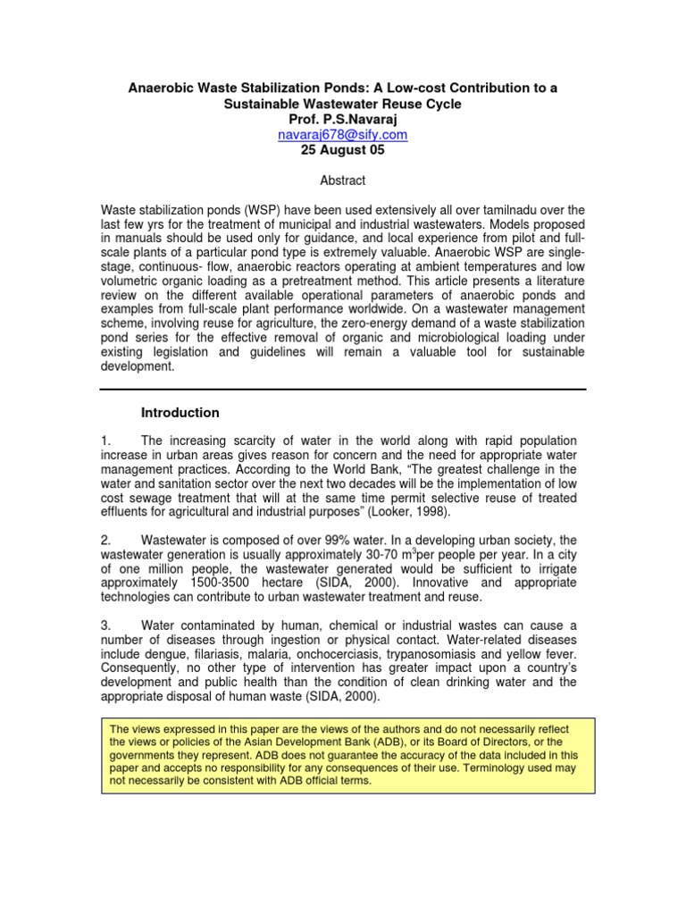 Anarebic Ponds | PDF | Sewage Treatment | Anaerobic Digestion