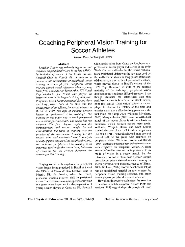 Coaching Peripheral Vision Training For Soccer Athletes | PDF ...