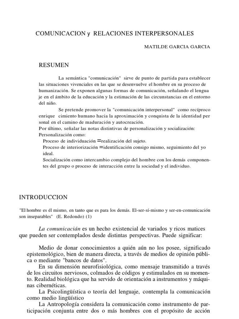 Comunicación y Relaciones Interpersonales | PDF | Business
