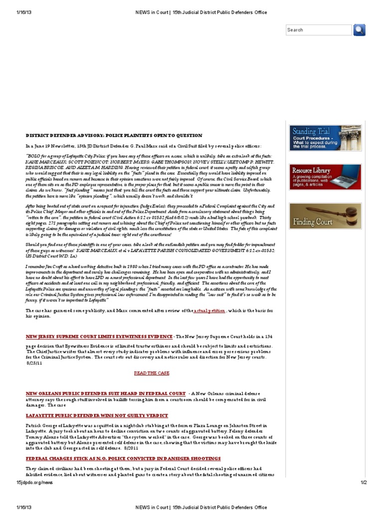 Is 15th JDC Public Defender G. Paul Marx That Stupid? | PDF | Lawsuit ...