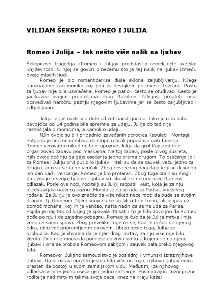 Romeo I Julija - Seminarski Rad | PDF