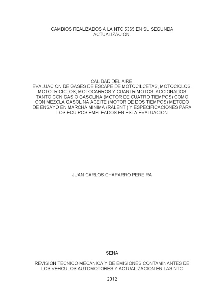 Cambios NTC 5365 Segunda Actualizacion | PDF | Calibración | Sensor