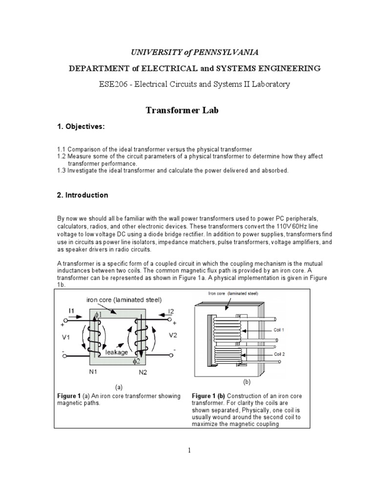 Transformer Lab Pdf Transformer Inductor