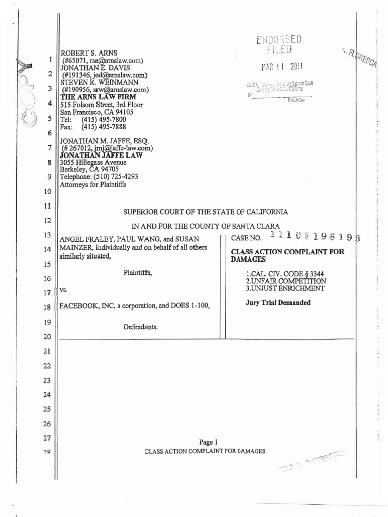 Facebook Class Action Lawsuit | PDF | Alternative Dispute Resolution ...