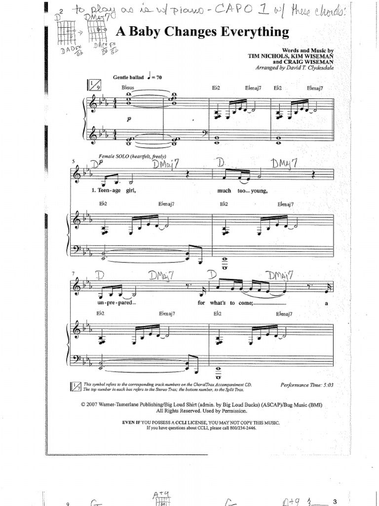 A Baby Changes Everything SATB W Guitar Chords | PDF