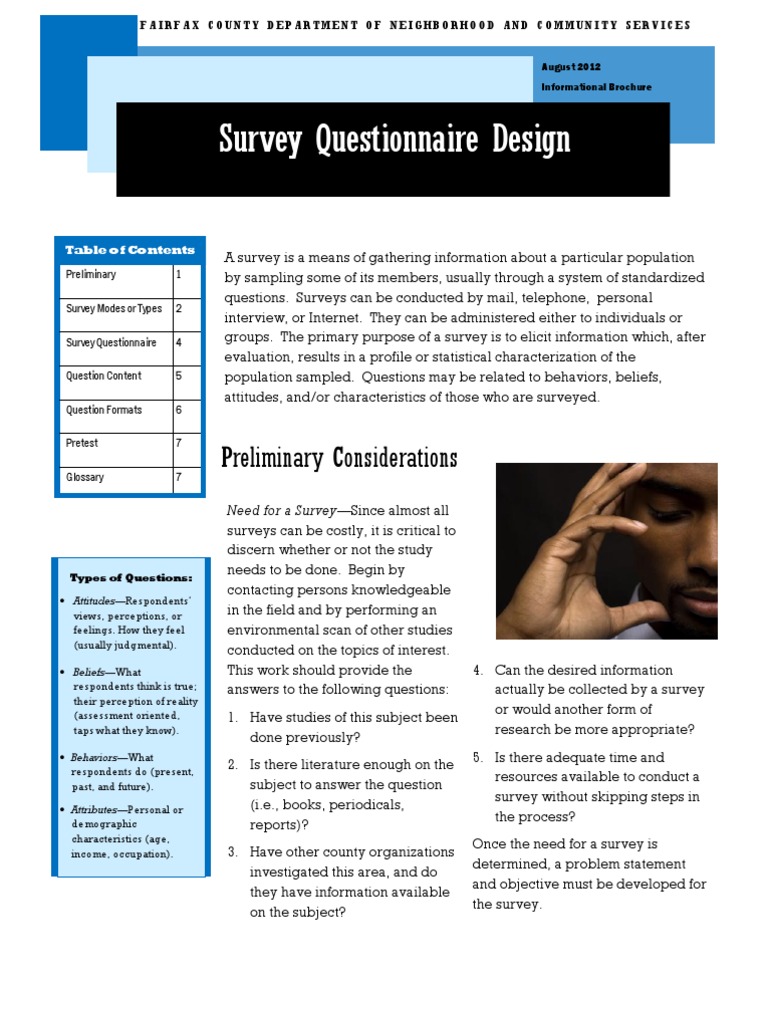 Survey Questionnaire Design: Preliminary Considerations | PDF