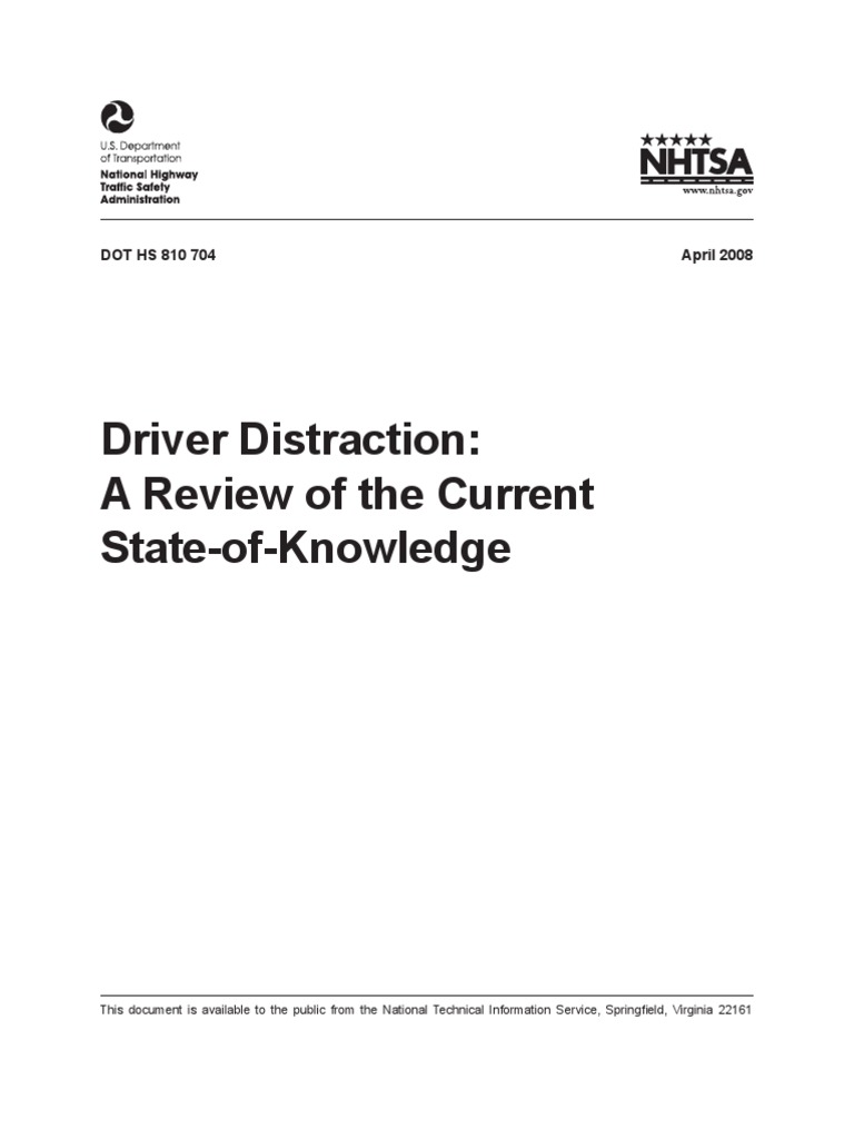 Driver Distraction: A Review of The Current State-of-Knowledge | PDF ...