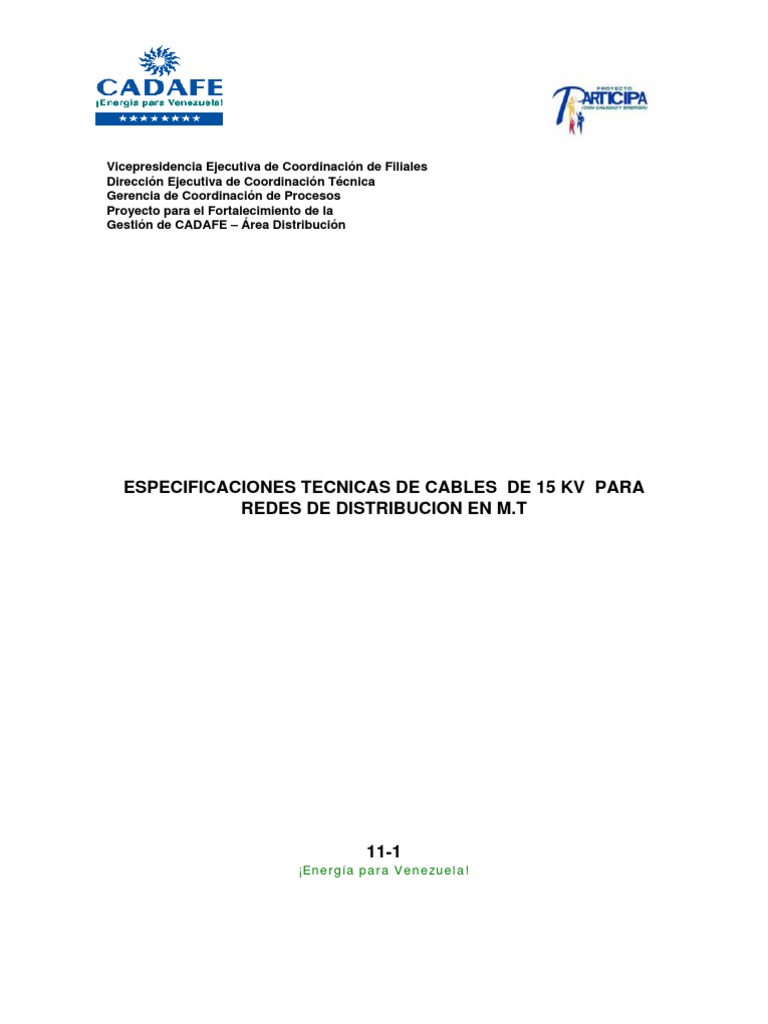 Norma Cadafe - Cables Monopolares de 15 KV | PDF | Resistencia ...
