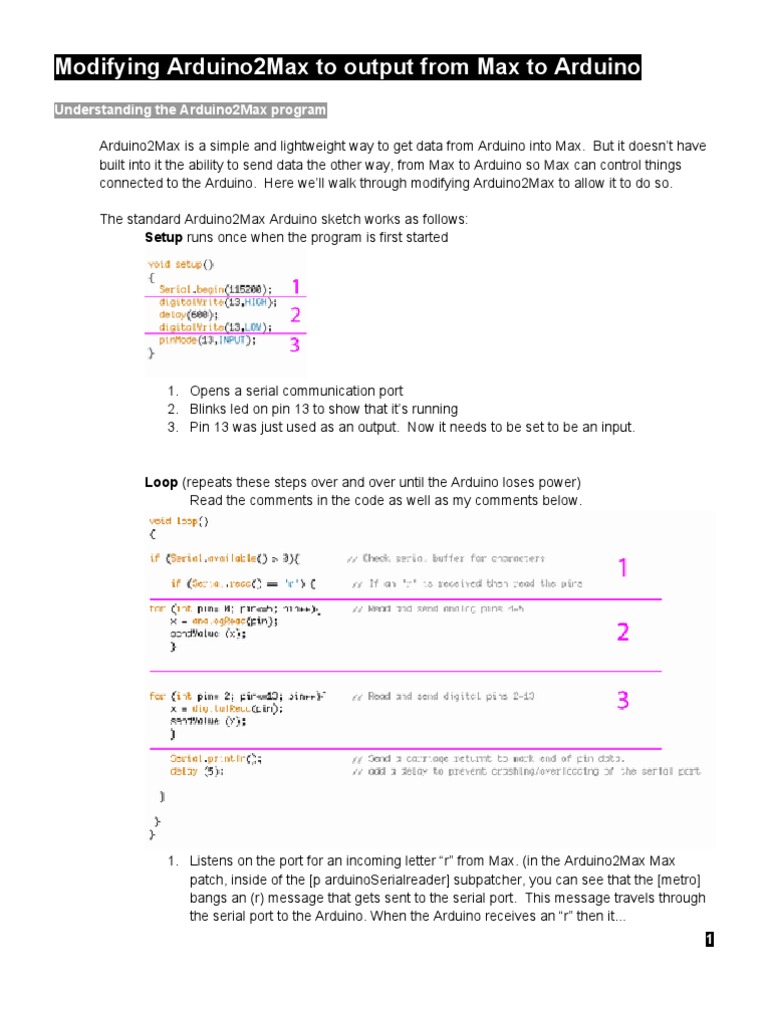 Modifying Arduino2Max To Output From Max To Arduino | PDF | Arduino | Bracket