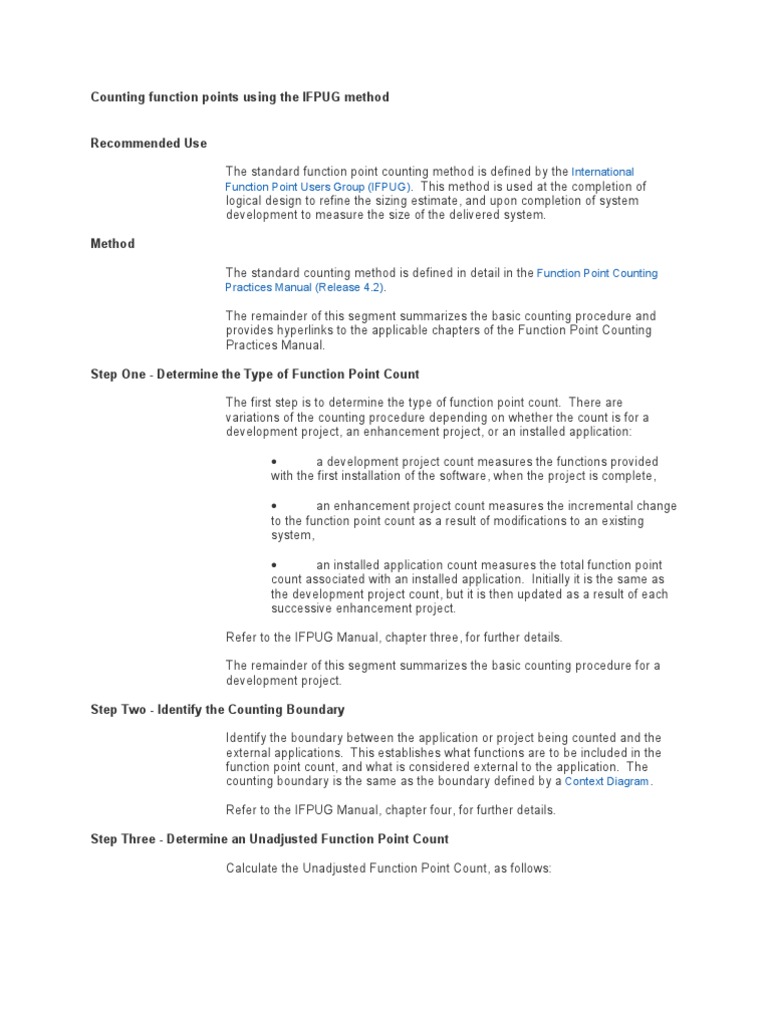 Counting Function Points Using The IFPUG Method | PDF | Function ...
