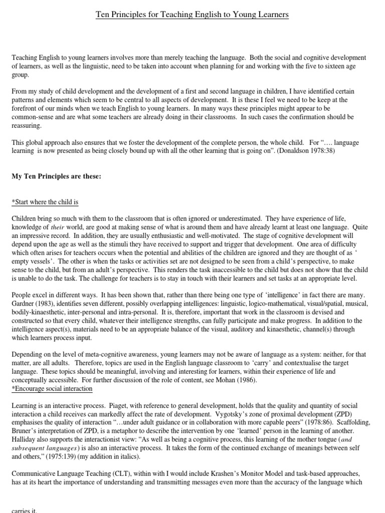 Ten Principles Teaching YLE | PDF | Constructivism (Philosophy Of ...