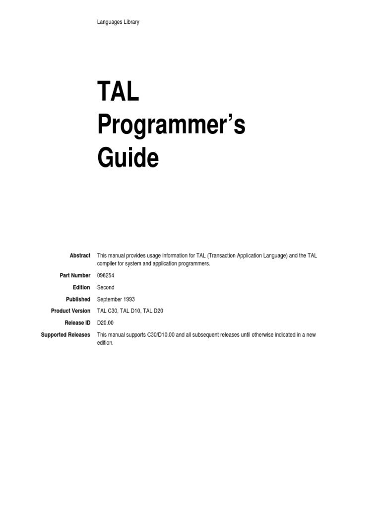 Tal Programming Pdf Pointer Computer Programming Subroutine