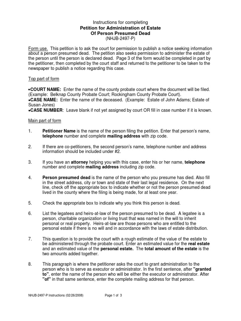 Of Person Presumed Dead | PDF | Probate | Government