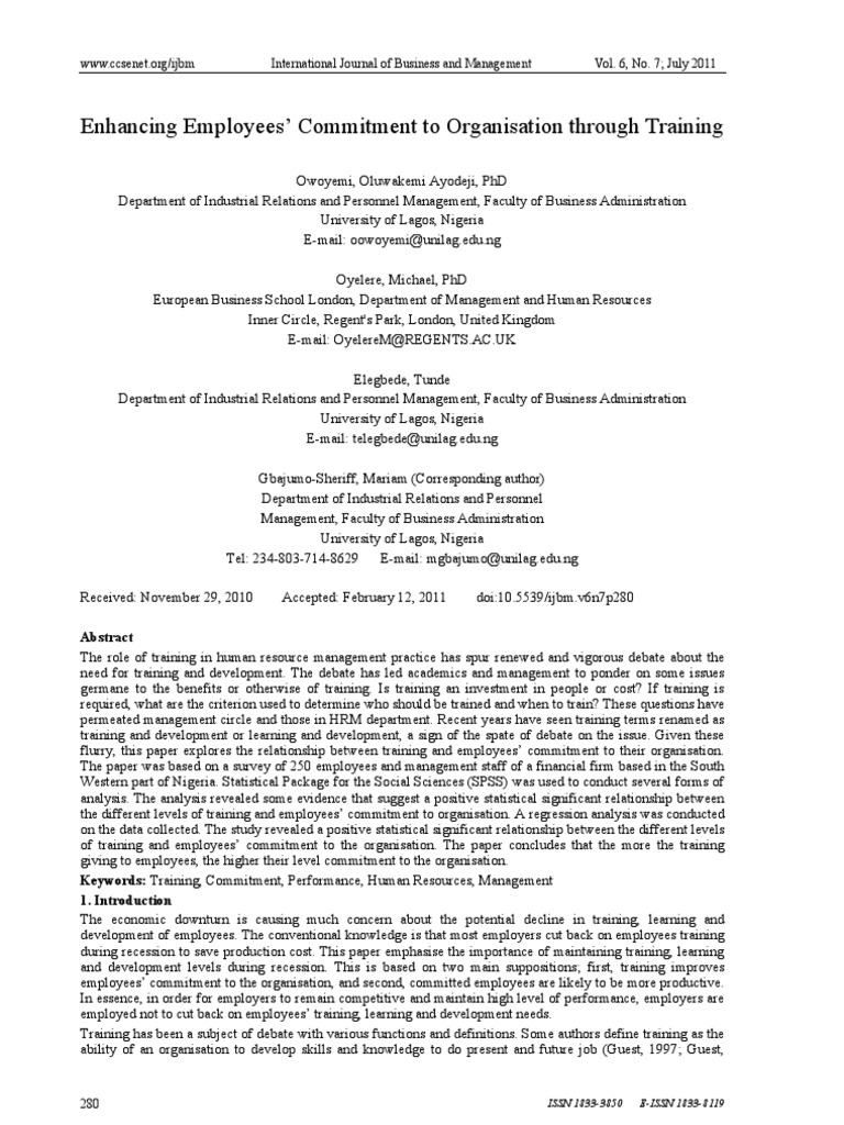 Employee Commitment | PDF | Employment | Human Resource Management