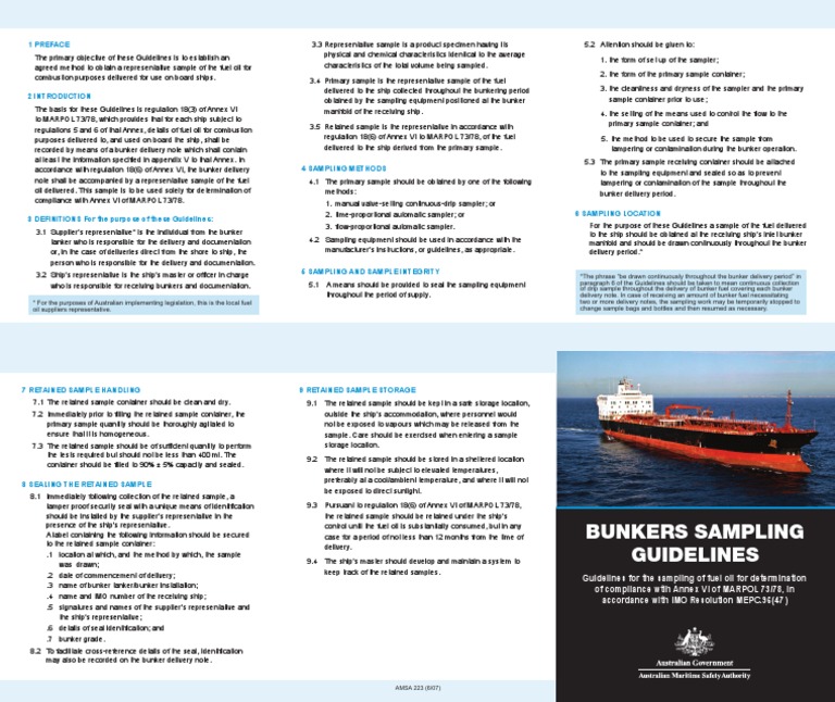 Bunkers Sampling Guidelines | PDF | Fuel Oil | Oil Tanker