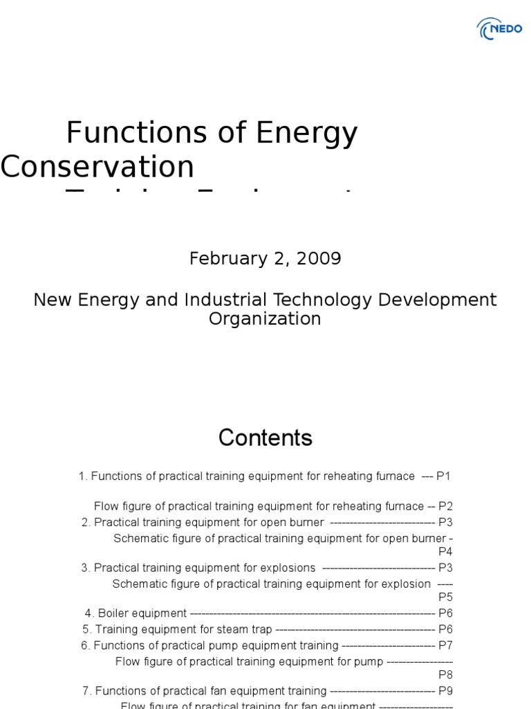 Functions of Energy Conservation Training Equipments | PDF | Pump | Boiler
