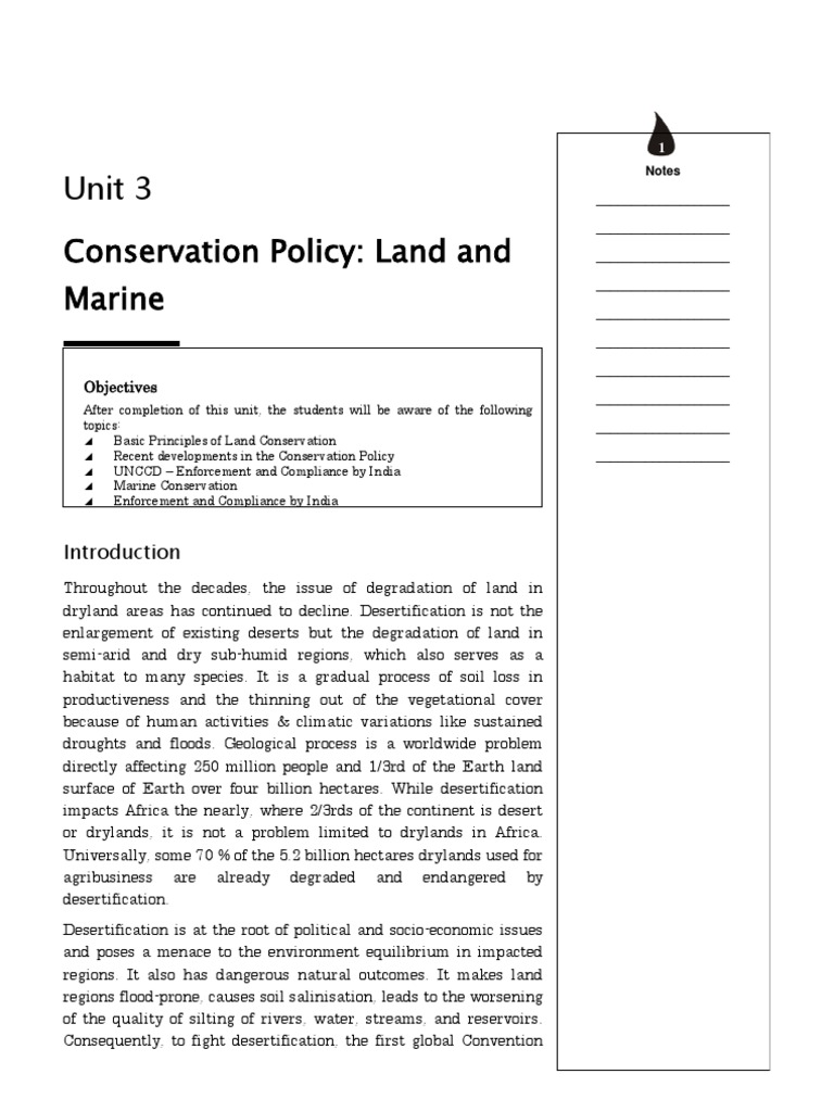 Unit 3 Conservation Policy: Land and Marine | Download Free PDF ...