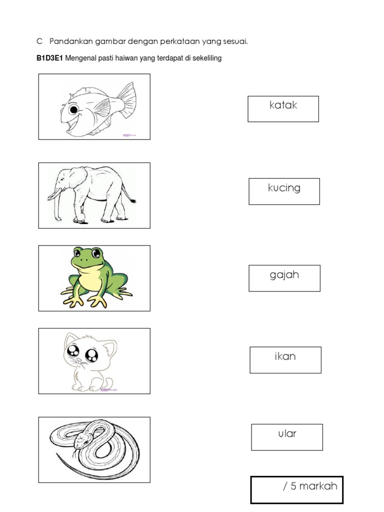 Ujian Sains Tahun 1 | PDF