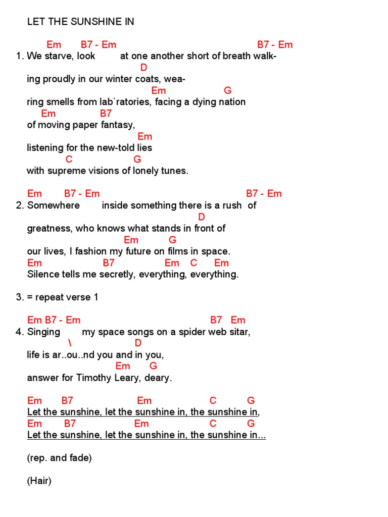 Hair - Let The Sunshine in | PDF | Entertainment (General)