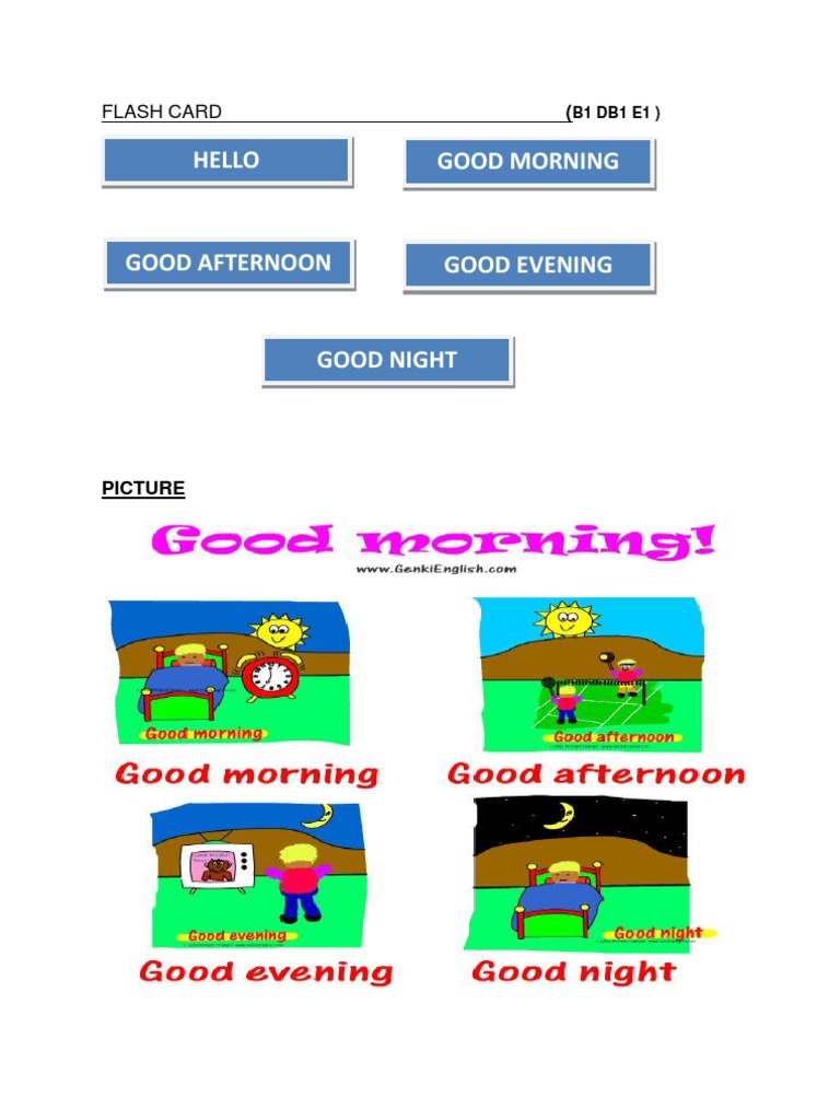 English Greeting Flash Cards | PDF