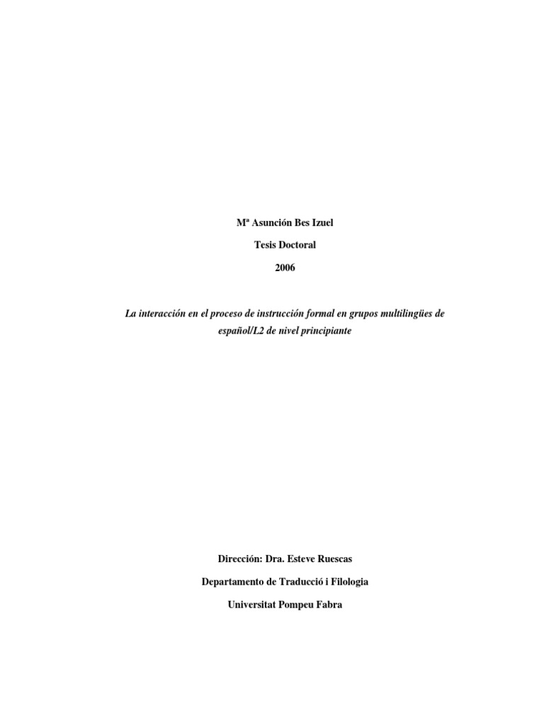 La Interacción en El Proceso de Instrucción Formal en Grupos ...