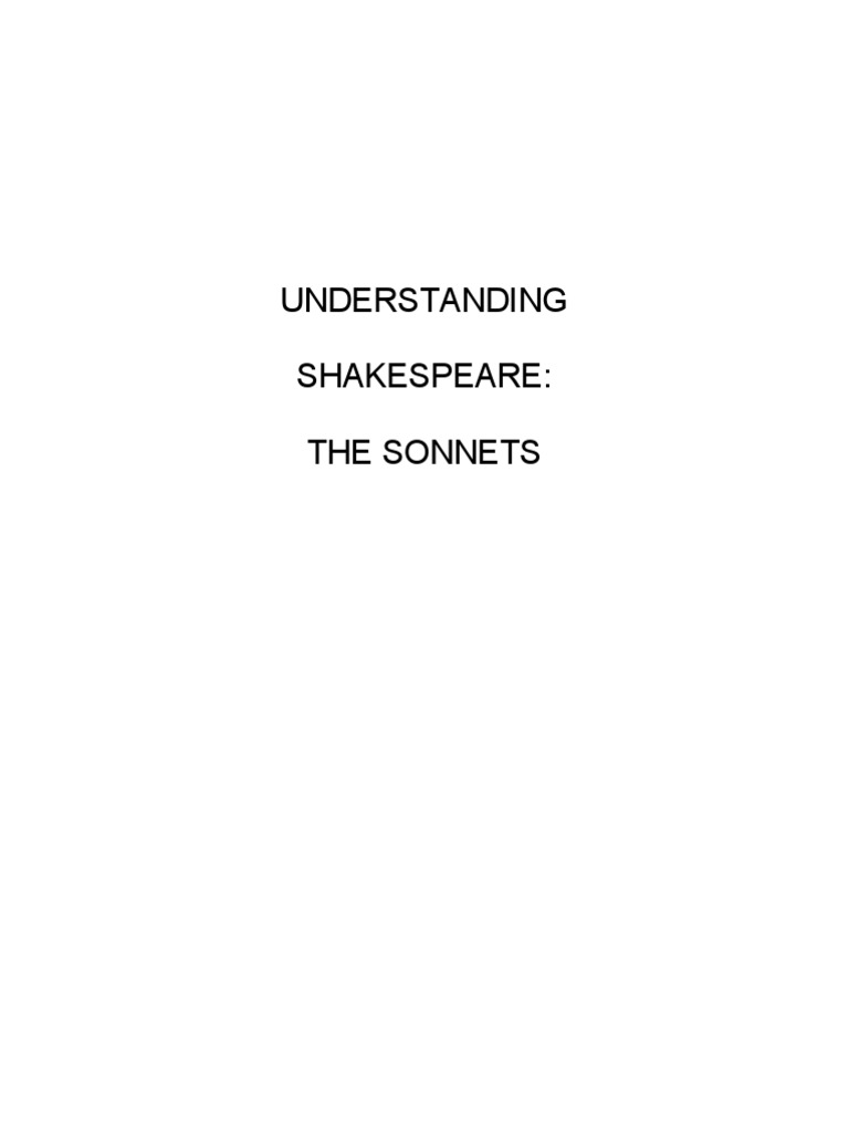Sonnets | PDF | Shakespeare's Sonnets | William Shakespeare