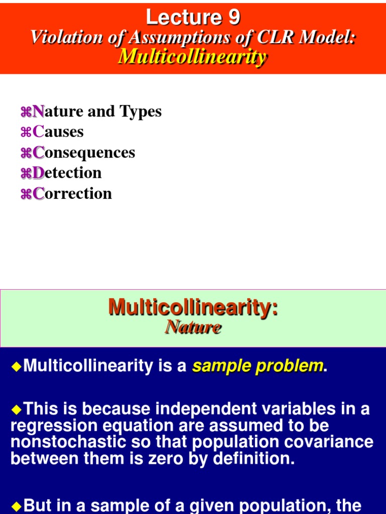 Violation of Assumptions of CLR Model:: Multicollinearity | Download ...