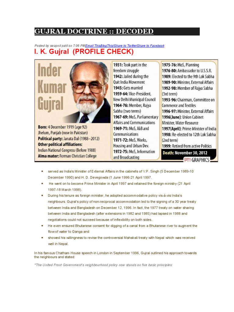 Gujral Doctrine | PDF | Indian National Congress | Mahatma Gandhi